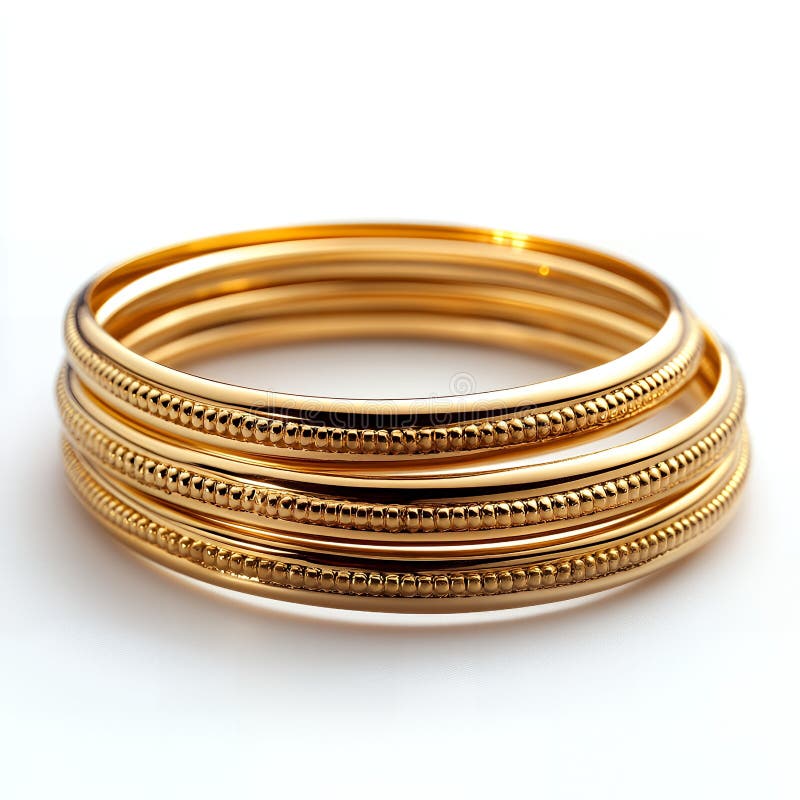 Close Up of Four Gold Bangles Stock Illustration - Illustration of ...
