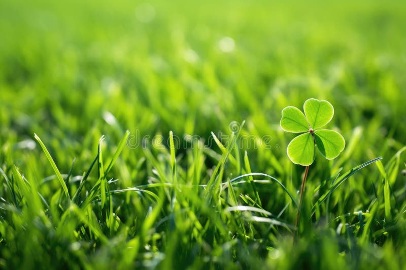 Close-up of a Four-leaf Clover in a Grassy Meadow Stock Illustration ...