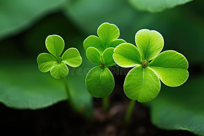 Close-up of a Four-leaf Clover among Three-leaf Ones Stock Image ...