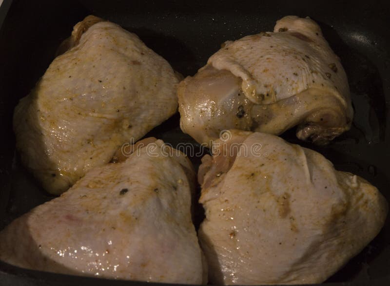 Close-up: Four Pieces of Pickled and Marinated Chicken Meat Stock Image ...