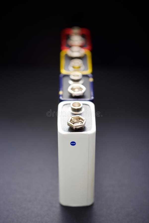 Close-up of Four 9-volt Rectangular Battery Packs Stock Image - Image ...
