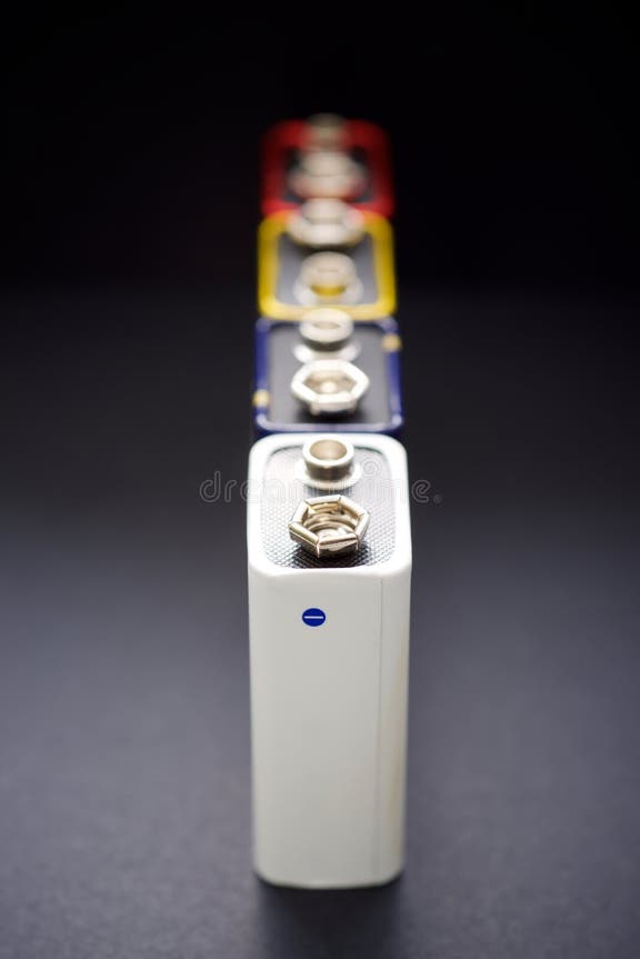 Close-up of Four 9-volt Rectangular Battery Packs Stock Image - Image ...