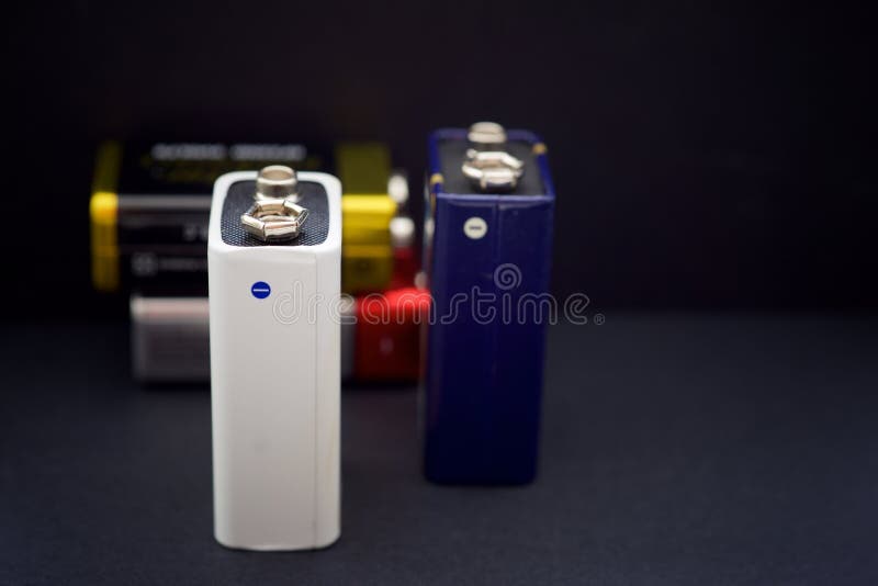 Close-up of Four 9-volt Rectangular Battery Packs Stock Image - Image ...