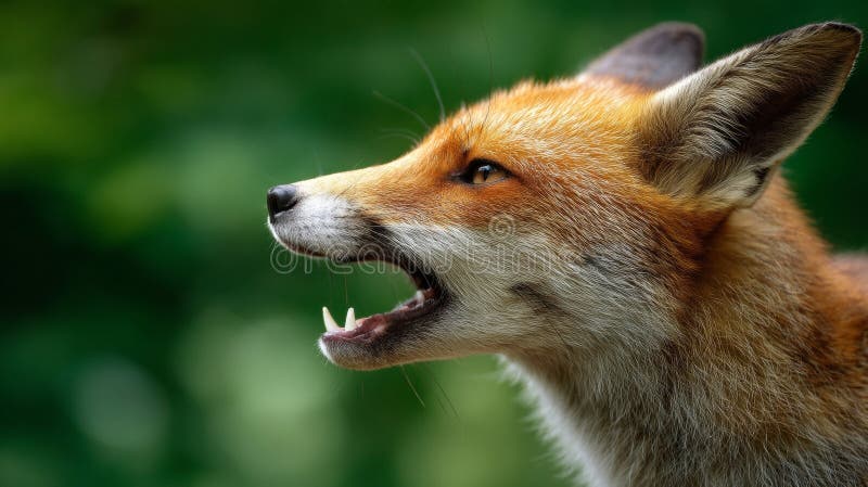 A Close Up of a Fox with Its Mouth Open Showing Its Teeth Stock Photo ...