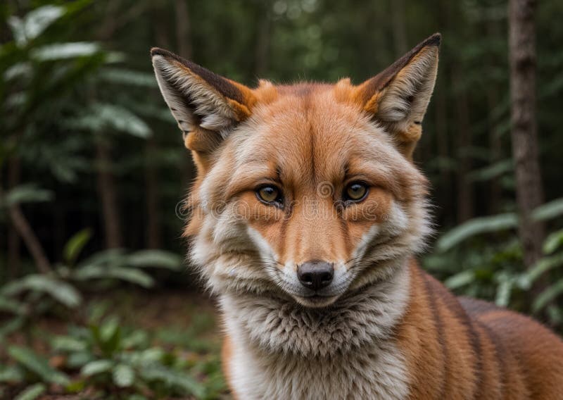 Close-up of a Fox S Muzzle Against a Forest Background. Generative AI ...