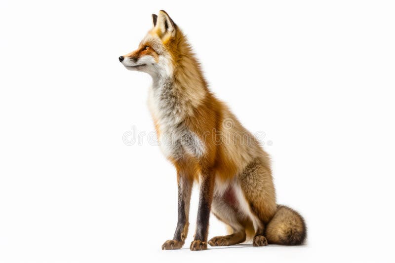 Close Up of Fox Sitting on White Surface with Its Head Turned To the ...