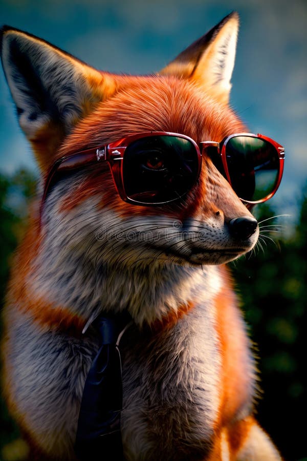 A Close Up of a Fox Wearing Sunglasses. Generative AI Stock ...