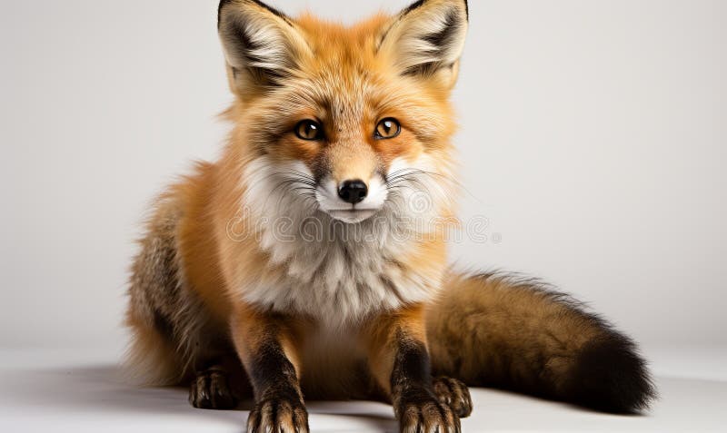 Close Up of Fox on White Background Stock Image - Image of white ...