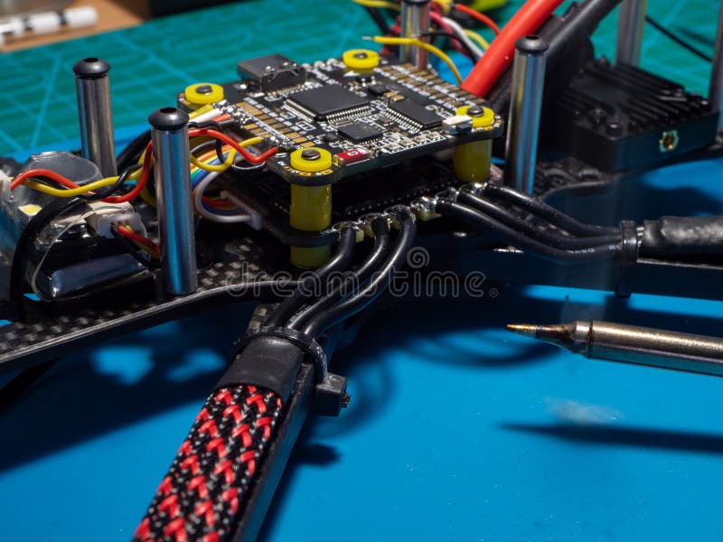 Close-up of the FPV Drone Assembly. Hobbies and UAV Engineering. Stock ...