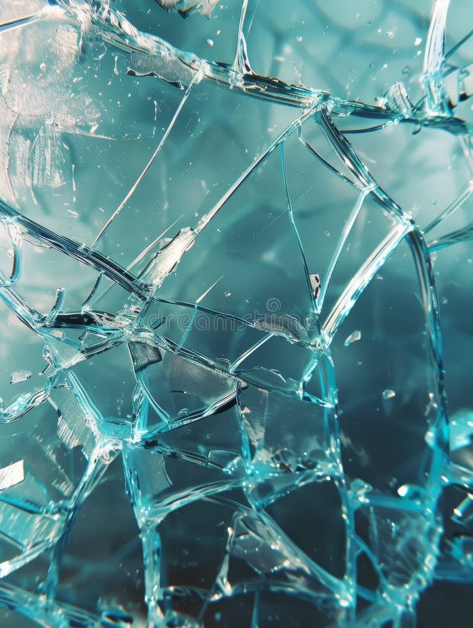 Close-up of Fractured Glass, Intricate Patterns of Cracking and ...