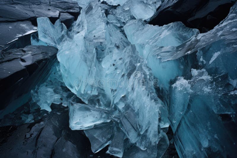Close-up of Fractured Ice Pieces Falling Off a Glacier Stock Image ...