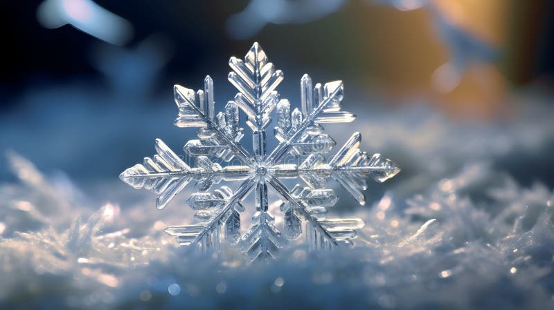 Macro Captured Crystal Snowflakes Floating on Ethereal Winter Backdrop ...