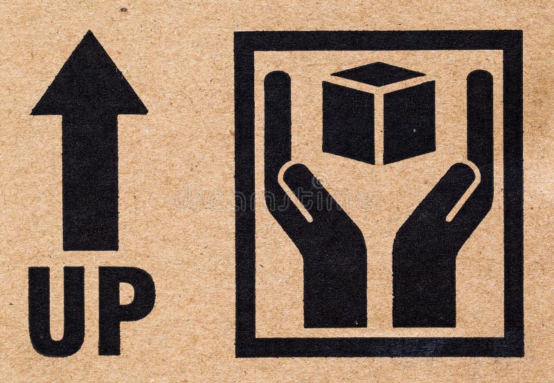 Close-up of Fragile Symbol on Cardboard. Stock Image - Image of fine ...
