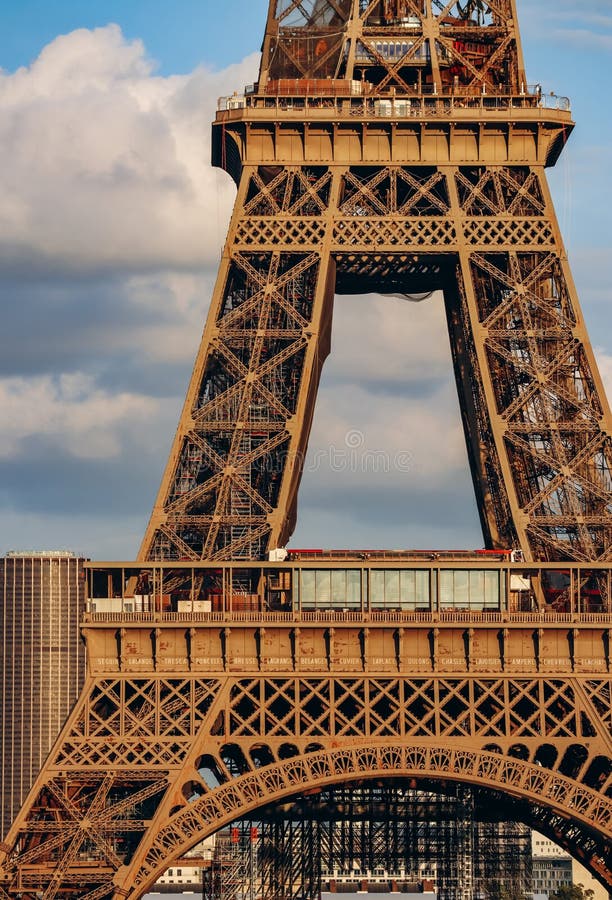Close-up of a Fragment of the Eiffel Tower during the Golden Hour Stock ...