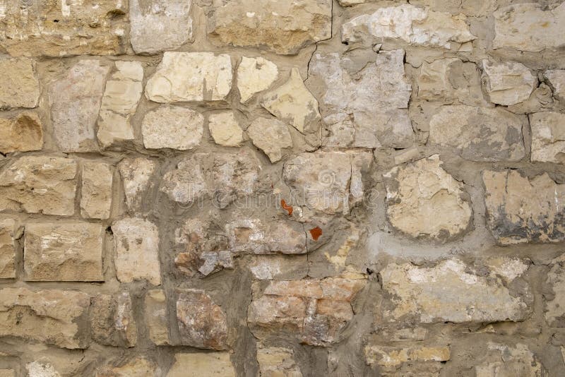 Close-up of a Fragment of an Old White Limestone Wall Stock Photo ...