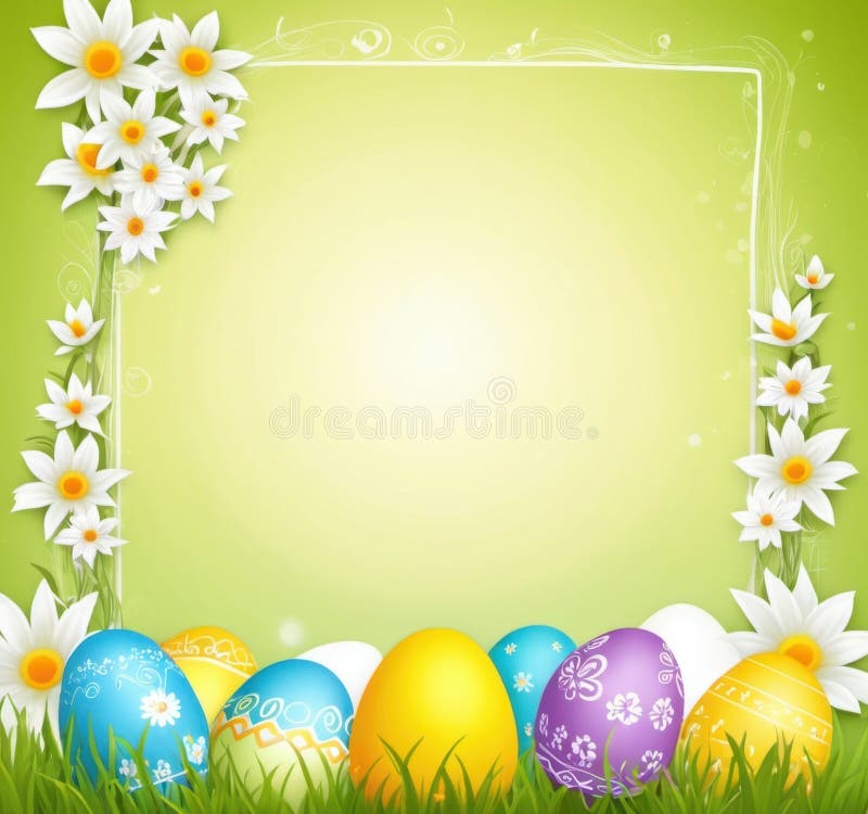 Close Up of a Frame of Easter Scene Stock Illustration - Illustration ...