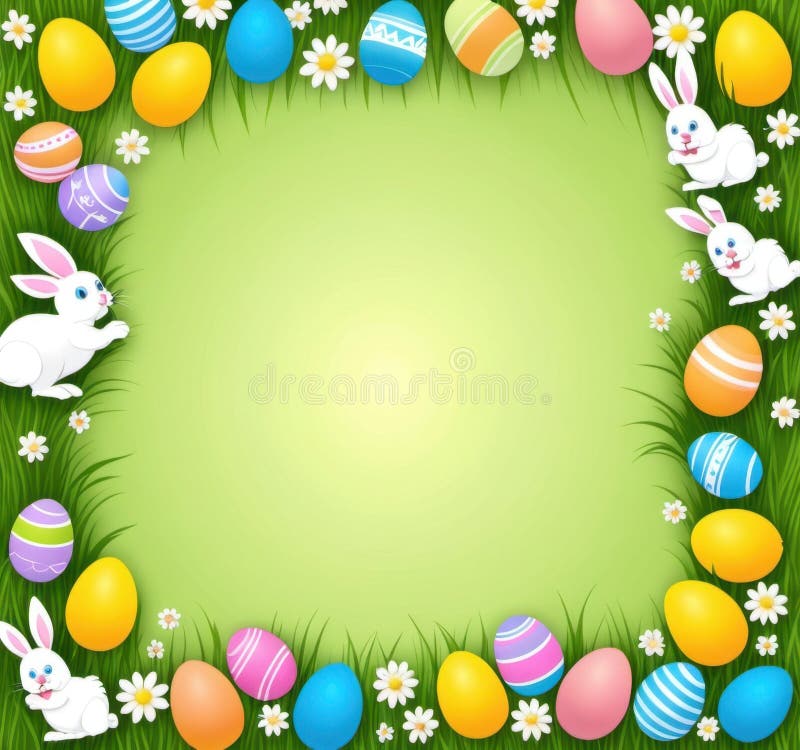Close Up of a Frame of Easter Scene Stock Illustration - Illustration ...