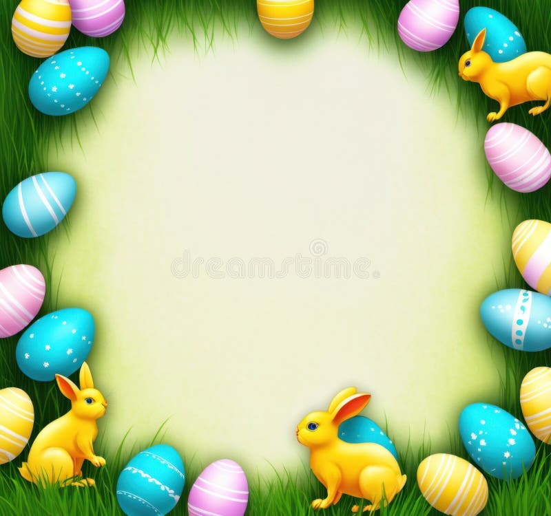 Close Up of a Frame of Easter Scene Stock Illustration - Illustration ...