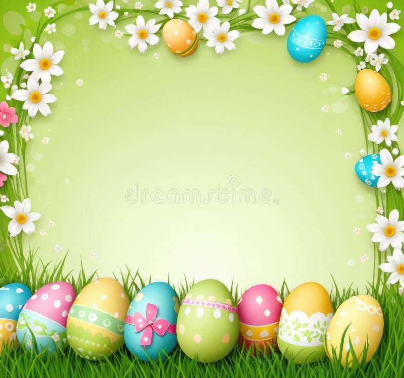 Close Up of a Frame of Easter Scene Stock Illustration - Illustration ...