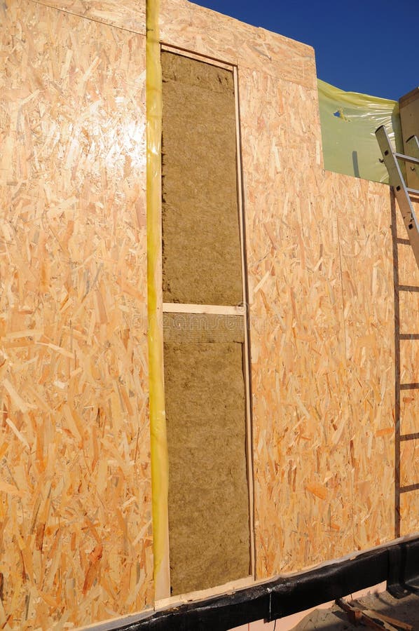 Close Up on Frame House Wall Construction. Structural Insulated Panels ...