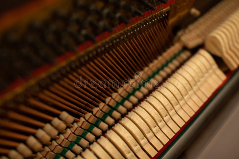 A Close-up View Inside All the Strings of the Piano. Stock Image ...