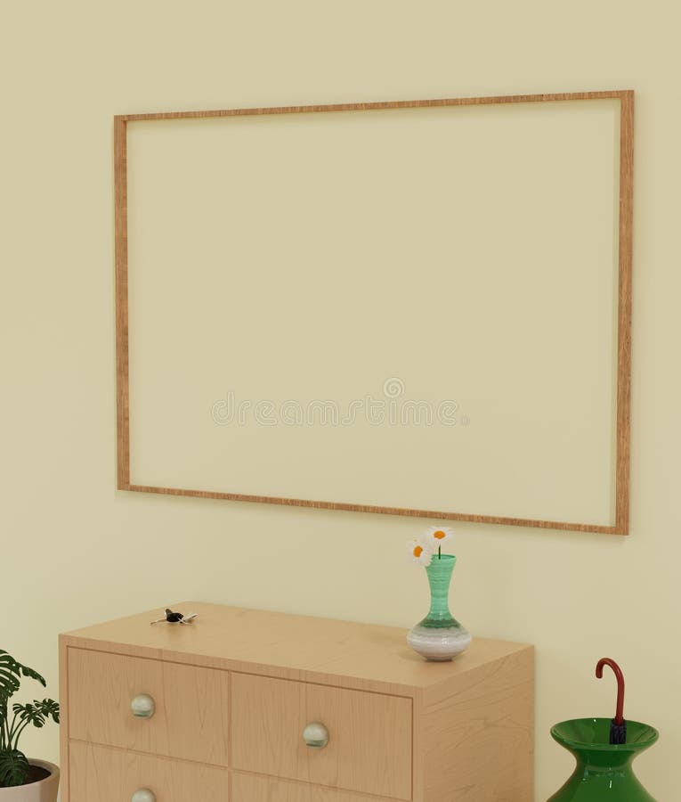 Close Up on a Frame at Modern Interior Foyer Stock Illustration ...