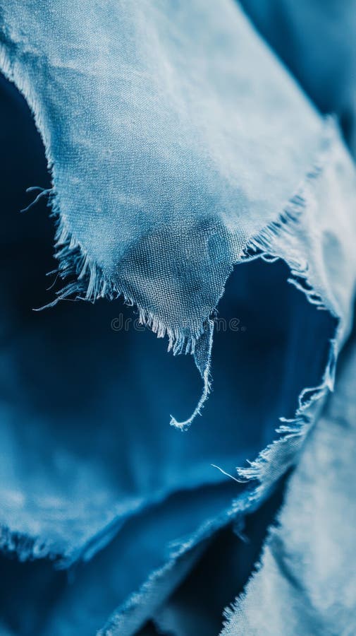 Close-up of Frayed Blue Fabric Texture Stock Image - Image of ...