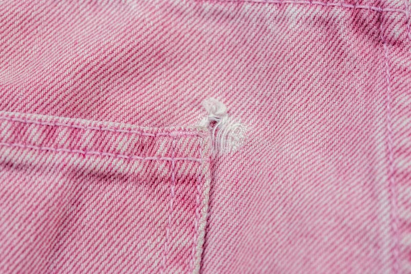 A Close-up of a Frayed Pink Jeans Pocket, a Torn Off Pocket Stock Photo ...