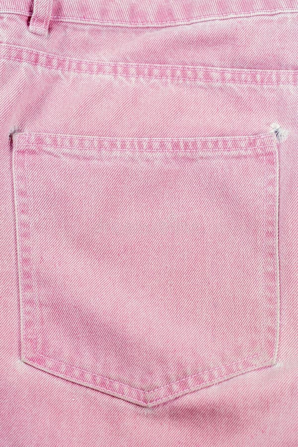 A Close-up of a Frayed Pink Jeans Pocket, a Torn Off Pocket Stock Image ...