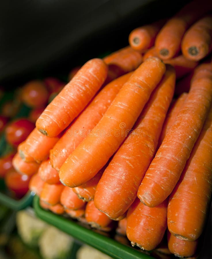 Close-up of Fresh Carrots in Supermarket Stock Photo - Image of food ...