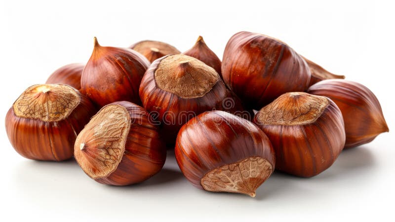 Close Up of Fresh Chestnuts on White Background Stock Photo - Image of ...