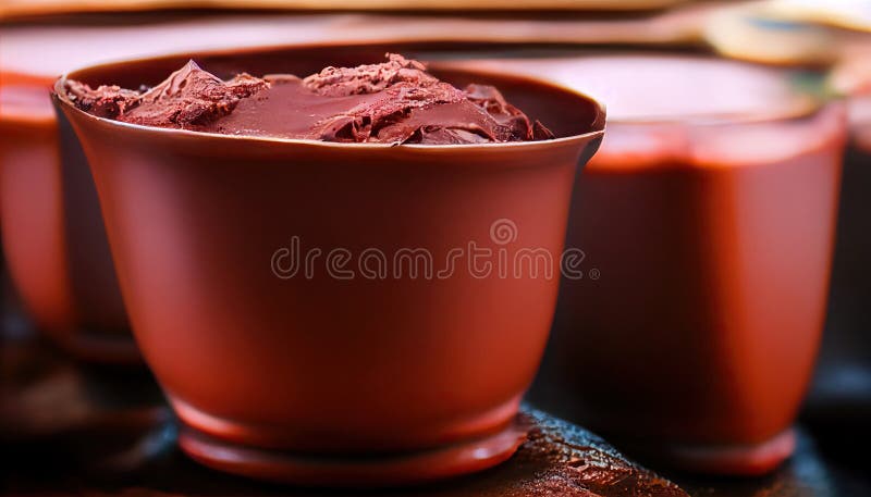 Close Up of Fresh Chocolate Mousse on Table.Generative AI Stock ...