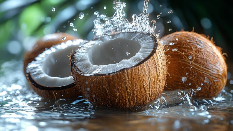 Fresh Coconut Splashing Water Generative AI Stock Illustration ...