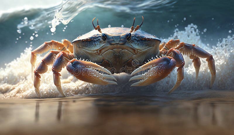 A Close Up of a Fresh Crab on Sand Generated by AI Stock Illustration ...