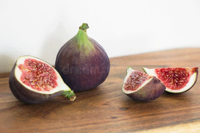 Close Up of Fresh Fig Fruit on Wooden Table Stock Photo - Image of ...