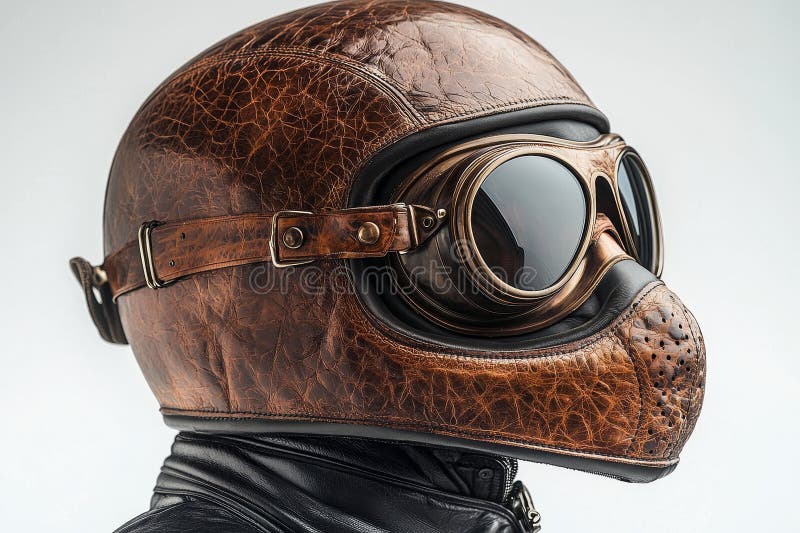A Close-up of a Fresh Grey Vintage Helmet Alongside Wind Goggles. Shot ...