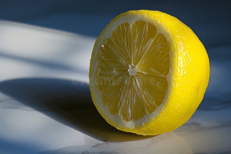 Close-up of a Fresh, Juicy Lemon Half Casting a Soft Shadow. Stock ...