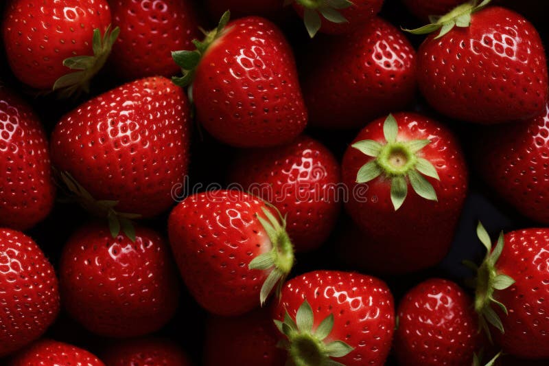 Close Up of Fresh Juicy Strawberries , Top View, Seamless Pattern ...