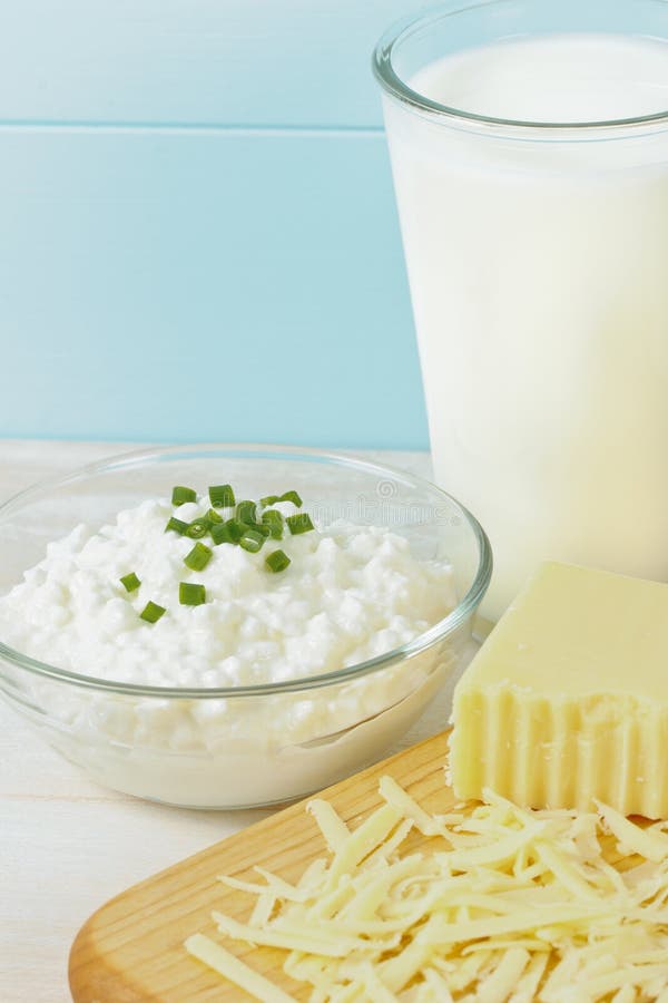 Close Up of Fresh Milk and Cheese Products Stock Photo - Image of food ...