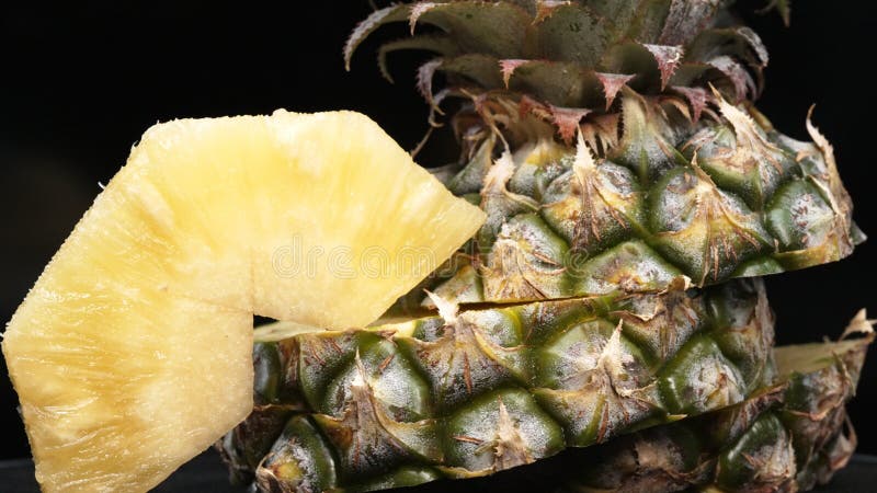 Close Up of Fresh Pineapple with Slice of Peel Pineapple Insert ...
