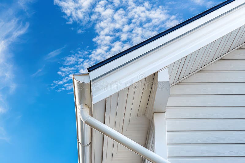 New White House Gutter System Under Blue Sky Stock Illustration ...