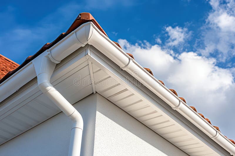 New White House Gutter System Under Blue Sky Stock Illustration ...