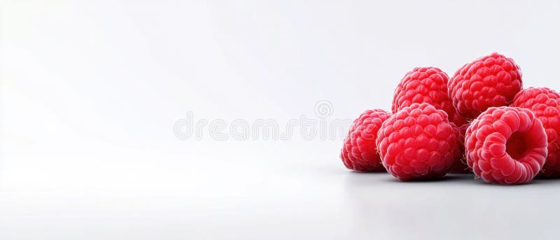 Close-up of Fresh Raspberries on a White Background. Stock Illustration ...