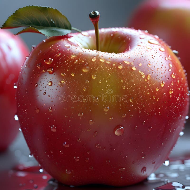 A Close-up of a Fresh Realistic Apple with Bright Red and Yellow Hues ...
