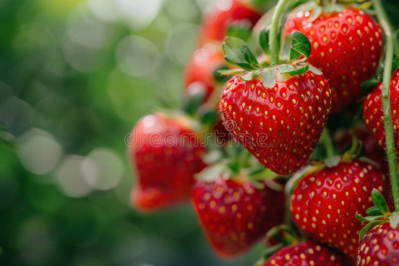 Close-up of Fresh Ripe Strawberries on the Vine Stock Illustration ...