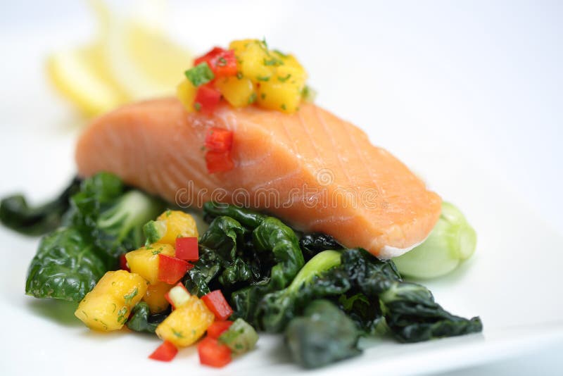 Close up Fresh Samol stock photo. Image of dish, tomato - 35555318