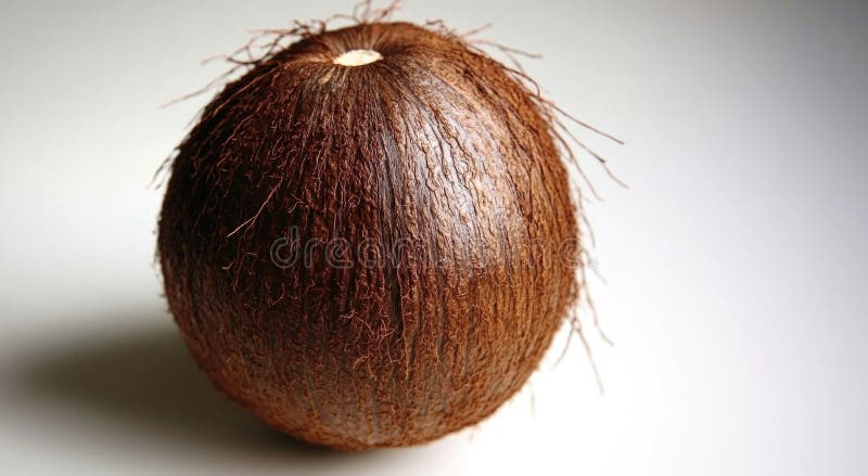Close-Up of a Fresh Whole Coconut with Hairy Brown Husk on White ...