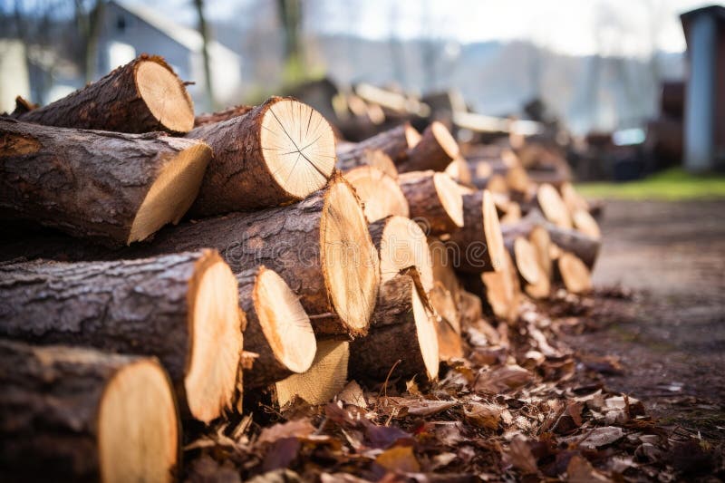 Close-up of Freshly Cut Logs Ready for Pulp Production Stock Photo ...