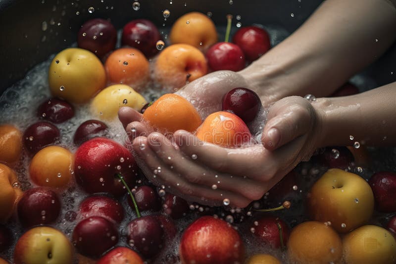 Close-up of Freshly Picked Fruit by Hand from Generative Ai Stock ...
