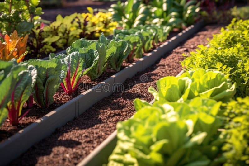 Close-up of Freshly Planted Vegetable Rows Stock Image - Image of rows ...